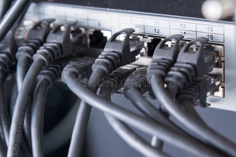 Black Ethernet Cables Connected To Switch Stock Photo - Image of ...