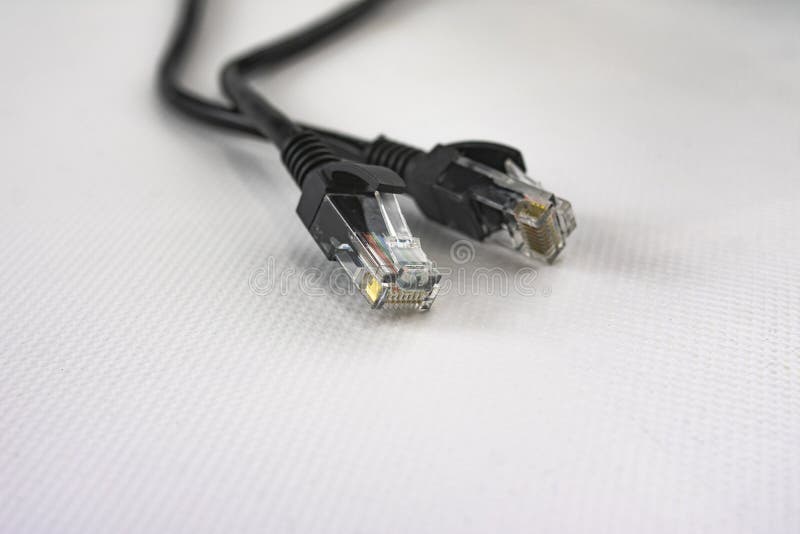 Black Ethernet Network Cable for Connections between Computers and ...