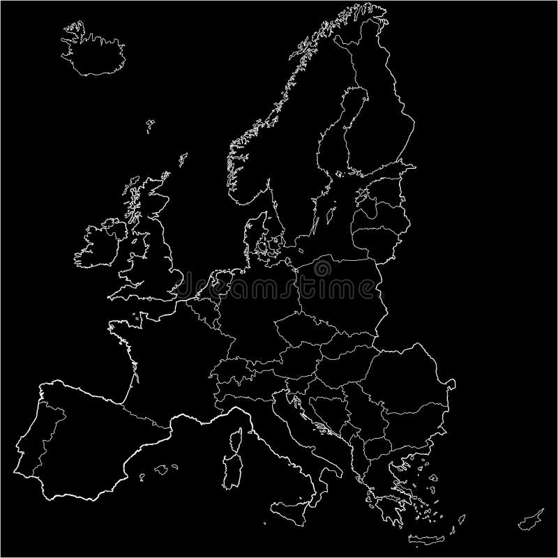 Map of Europe Black stock vector. Illustration of border - 8202777