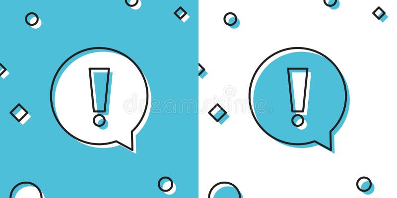 Black Exclamation Mark in Circle Icon Isolated on Blue and White ...