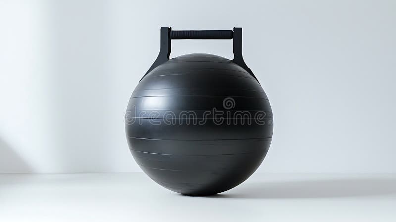 A Black Exercise Ball Sits on a White Surface Stock Photo - Image of ...