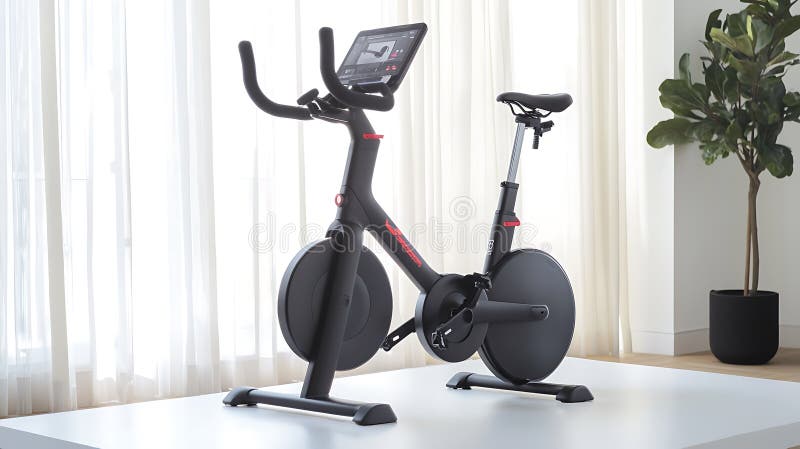 A Black Exercise Bike with a Tablet on the Handlebars Stock Photo ...