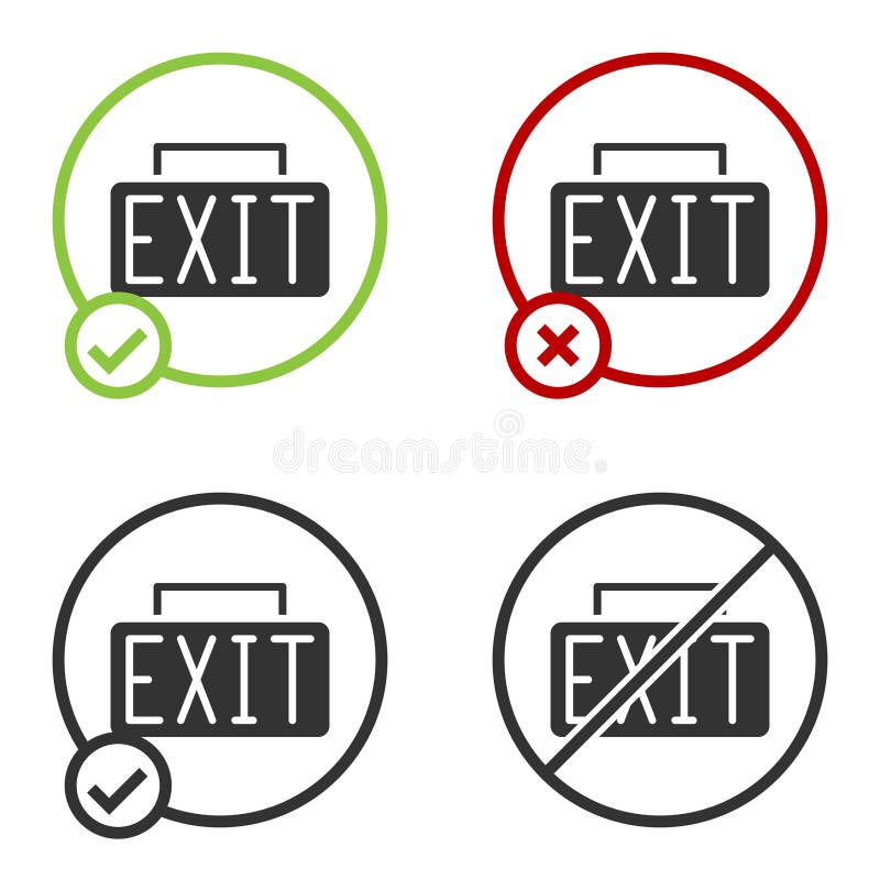 Black Exit Icon Isolated on White Background. Fire Emergency Icon ...