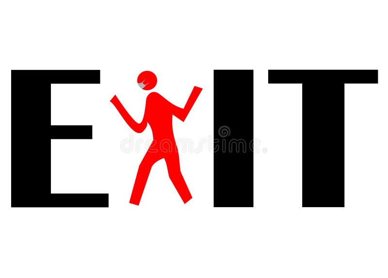 Black Exit Sign with a Red Person with a Mask Stock Vector ...
