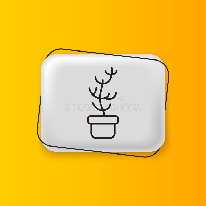 Black Exotic Tropical Plant in Pot Icon Isolated on Yellow Background ...