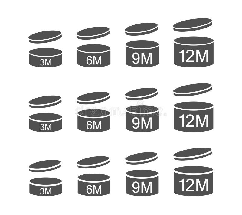 Black Expiration Date after Opened Icons Set. Stock Vector ...