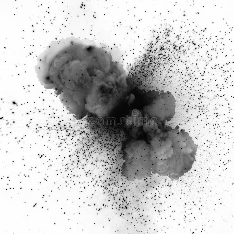 Bizarre Forms of White Powder Explosion Cloud Against Black Background ...