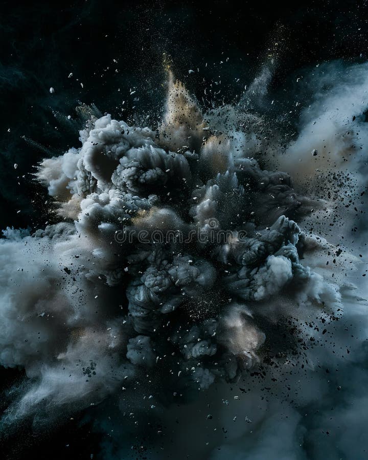 A Black Explosion with Smoke and Dust Stock Image - Image of powder ...