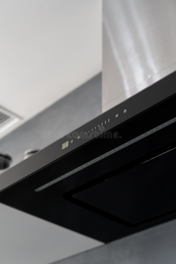 Black Extraction Hood with Touch Controls and Display Stock Image ...
