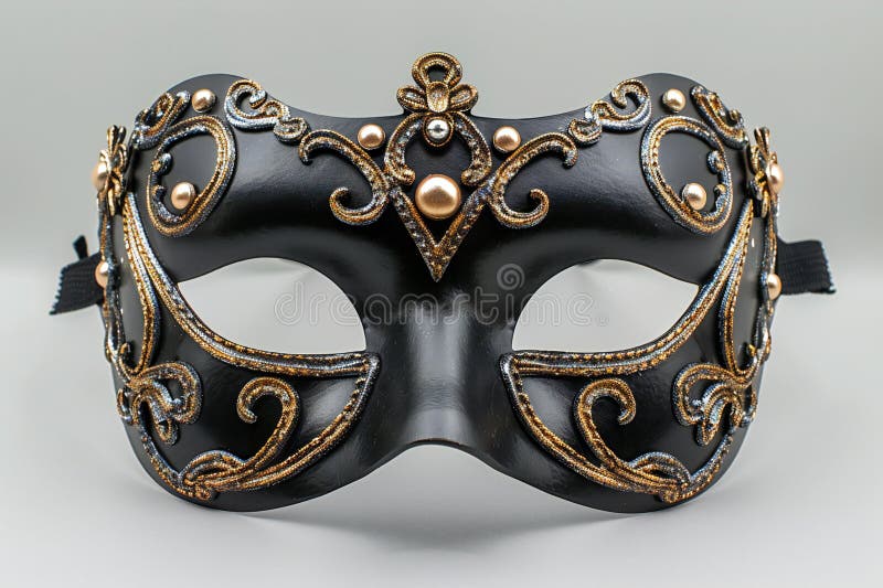 Black Eye Mask for Masquerade Isolated on White Background, Top View ...