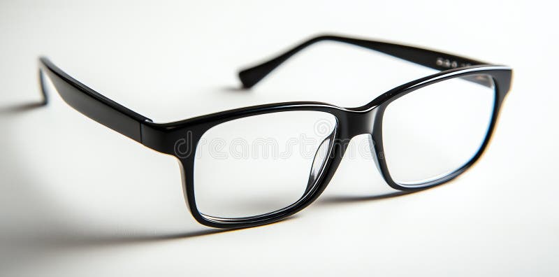 Black Eyeglass Frame with Clear Lenses on White Background Stock Image ...