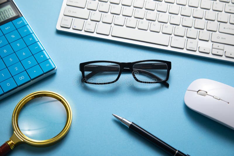Black Eyeglasses on the Computer Keyboard Stock Image - Image of ...