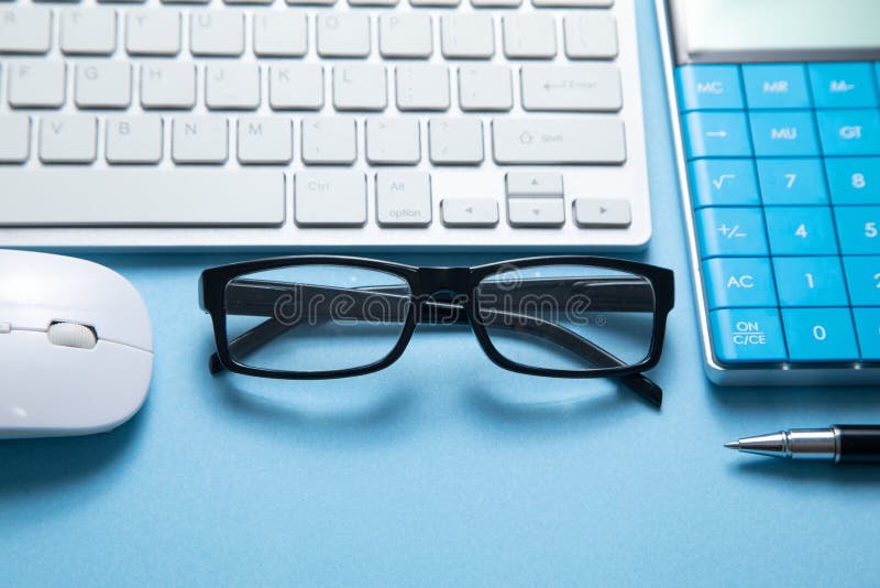 Black Eyeglasses with a Computer Keyboard Stock Photo - Image of ...