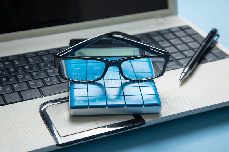 Black Eyeglasses with a Computer Keyboard Stock Image - Image of ...