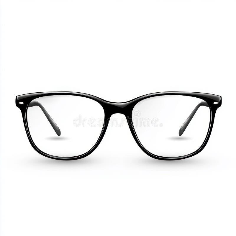 Black Eyeglasses Front View on White Background Stock Illustration ...