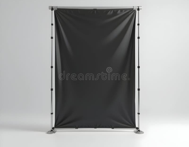 Black Fabric Backdrop on Adjustable Frame Against Clean White ...