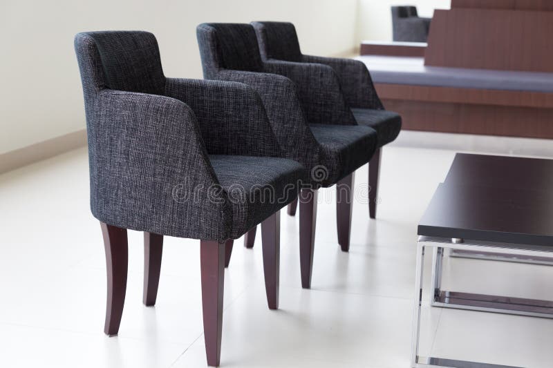 Black Fabric Chair and Table Stock Photo - Image of room, seat: 67476968