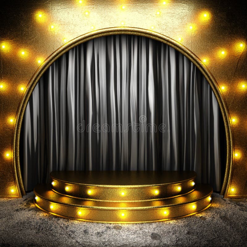 Black Fabric Curtain on Stage Stock Illustration - Illustration of ...
