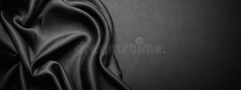 Black Fabric Forms Dynamic Texture on Dark Backdrop. Elegant Contrast ...