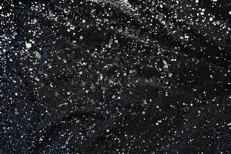 Black Fabric with Glittering Silver Sequins Creating a Sparkling Night ...