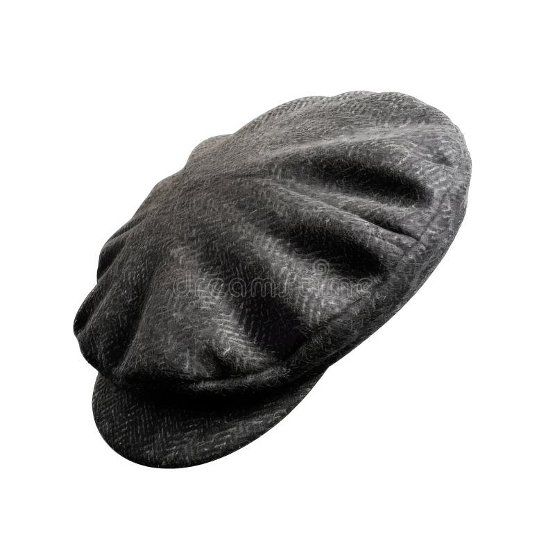 A Black Fabric Newsboy Cap with a Crinkled Texture Stock Photo ...