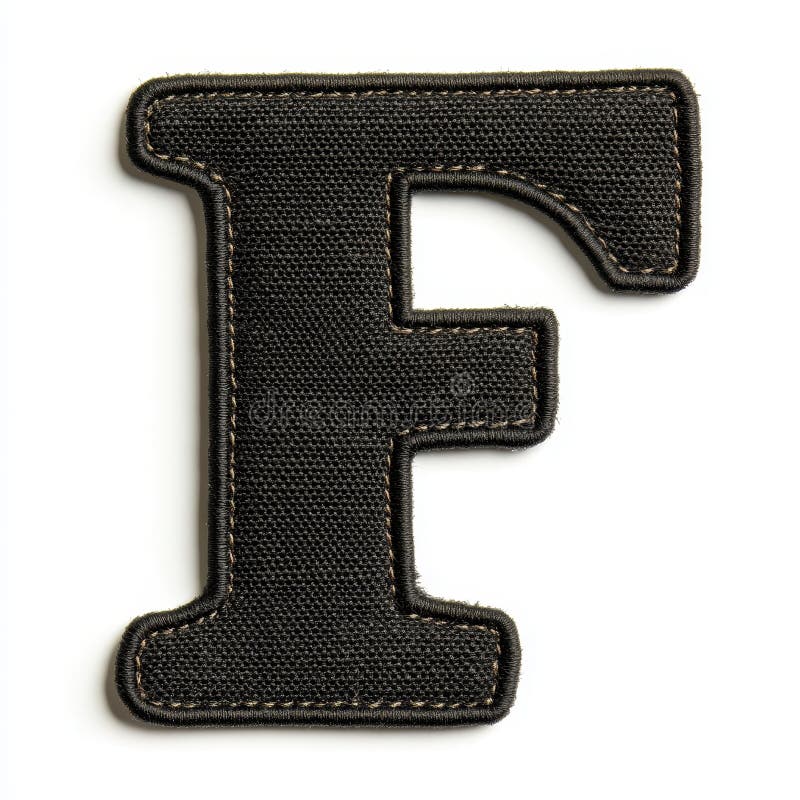 A Black Fabric Patch Shaped Like the Letter "F" with Contrasting ...