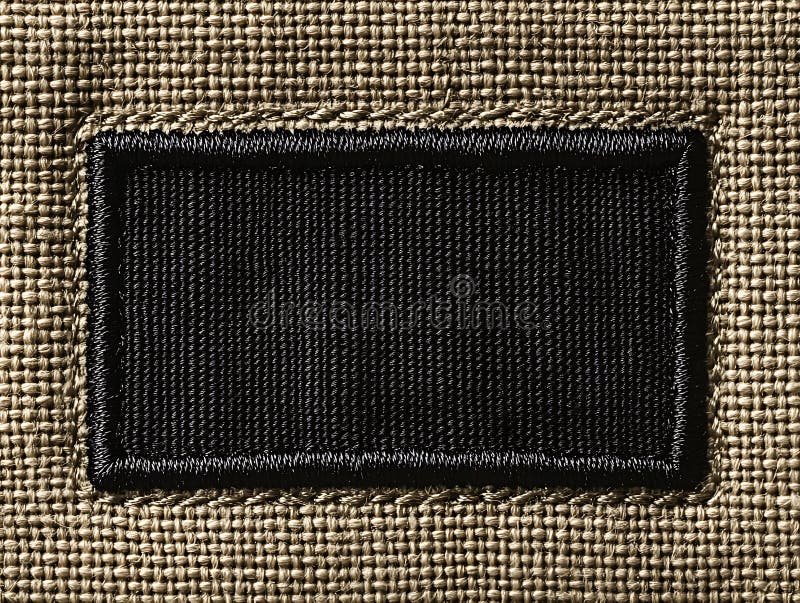 Black Fabric Patch on Tan Canvas Material Background Stock Illustration ...