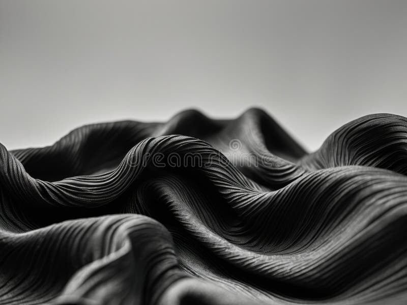 Black Fabric with Ripples and Folds Wavy Surface Wallpaper. Stock Image ...
