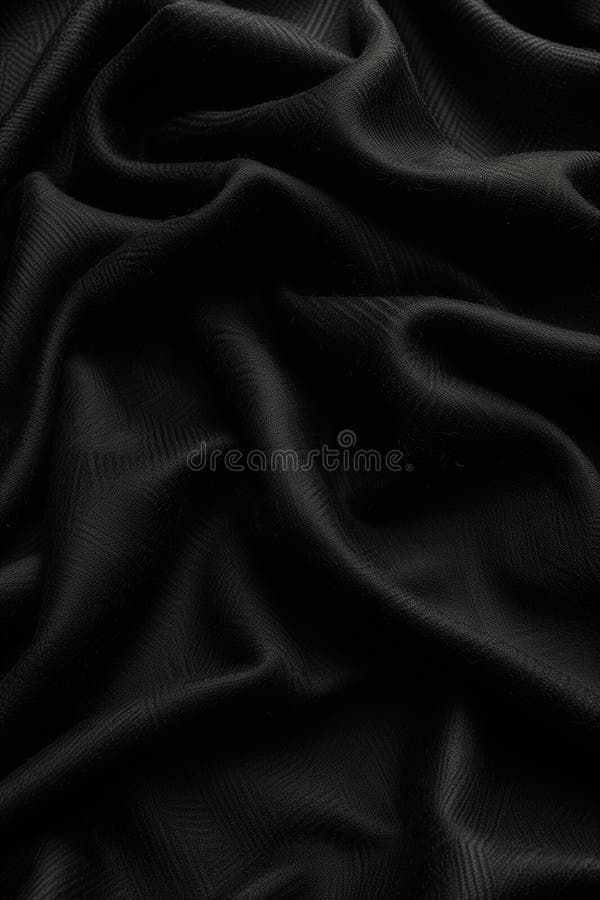Black Fabric Texture Close-up Shows Subtle Sheen with Slight Curl ...