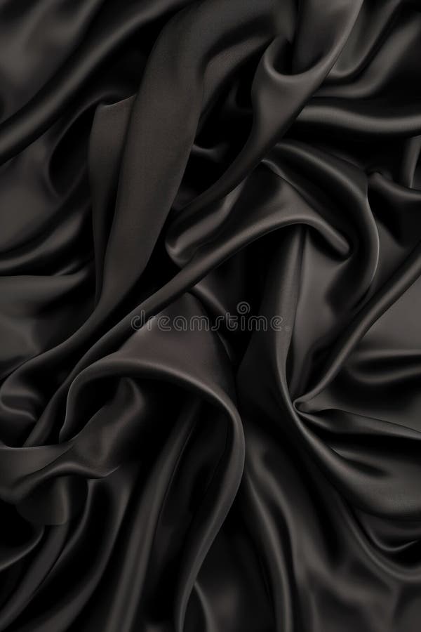 Black Fabric Texture Close-up. Smooth Surface Polyester Cloth Layers ...