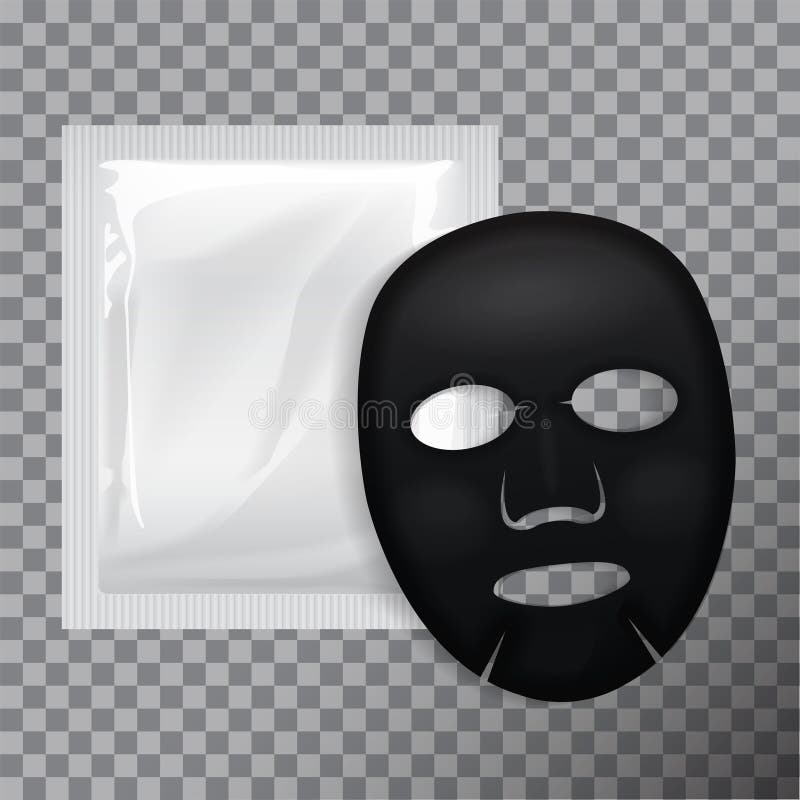 Black Facial Mask Cosmetics. Vector Package Design for Face Mask on ...