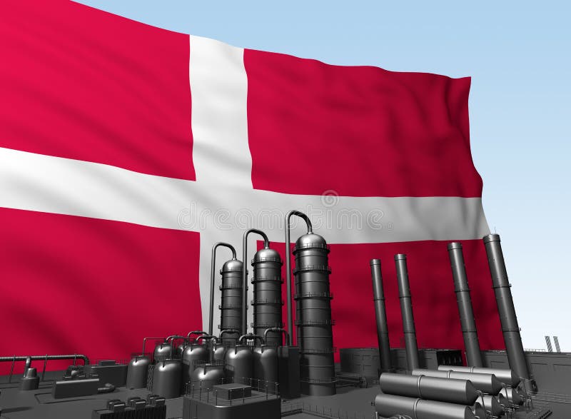 Black Factory in Front of Flag Denmark Stock Illustration ...