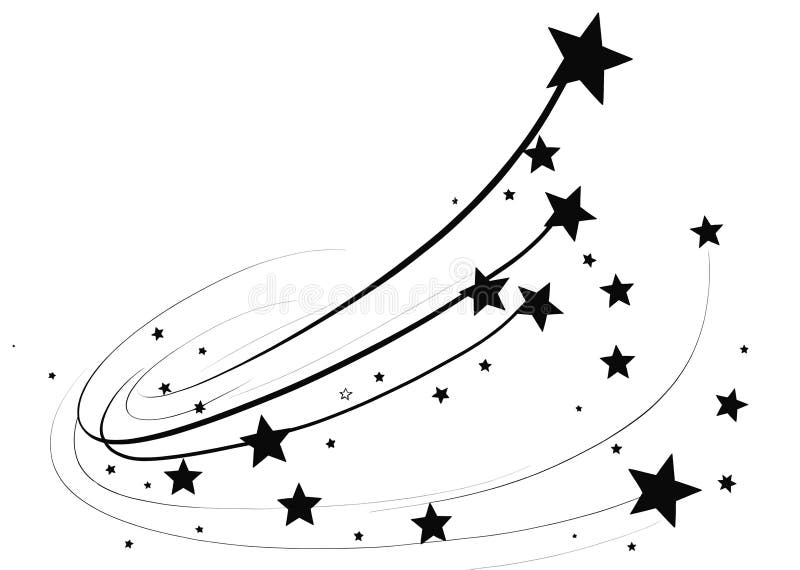Black Falling Stars with Comet Trails and Abstract Meteor Shapes Stock ...