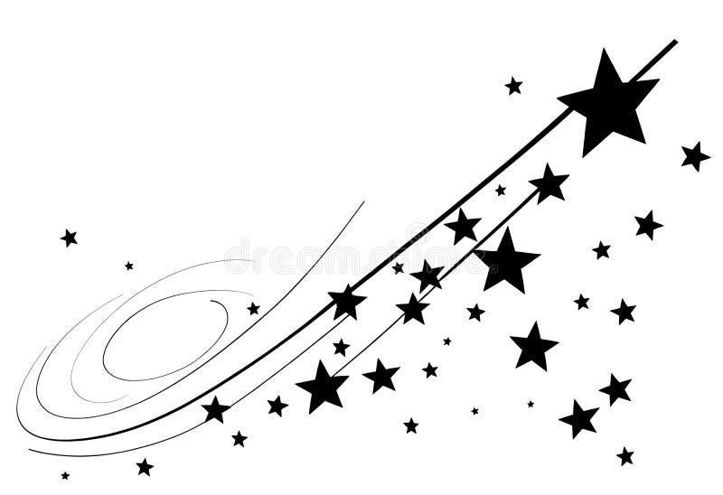 Black Falling Stars with Comet Trails and Abstract Meteor Shapes Stock ...