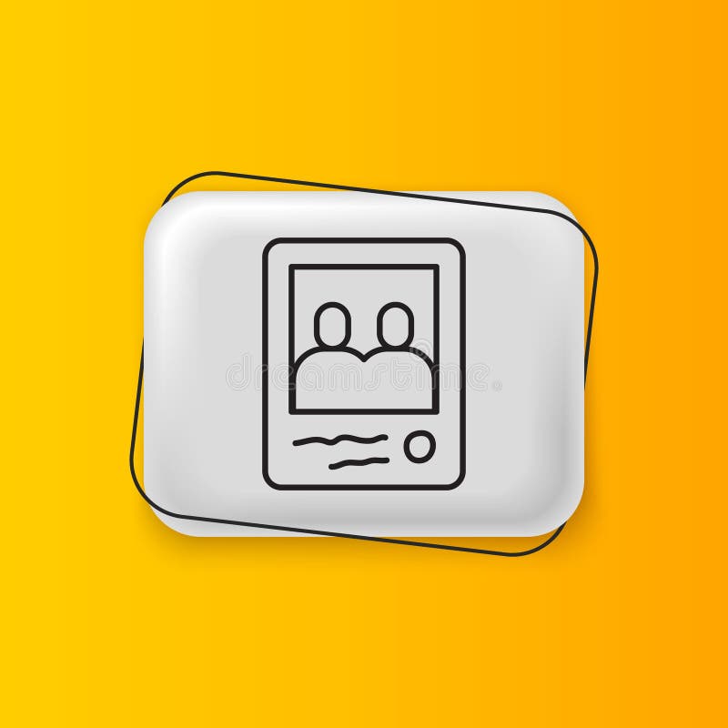 Black Family Photo Icon Isolated on Yellow Background. Silver Rectangle ...