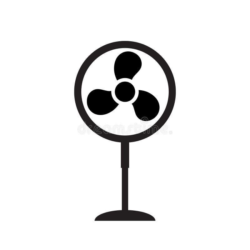 Black Fan Icon Vector on White Background Stock Vector - Illustration ...