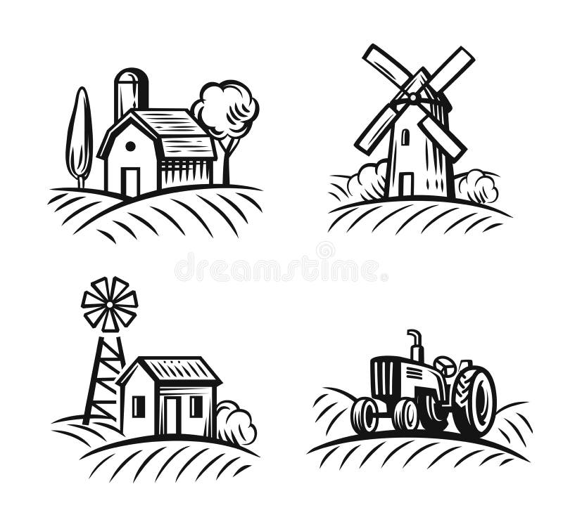 Farm Field Black White Stock Illustrations – 25,638 Farm Field Black ...
