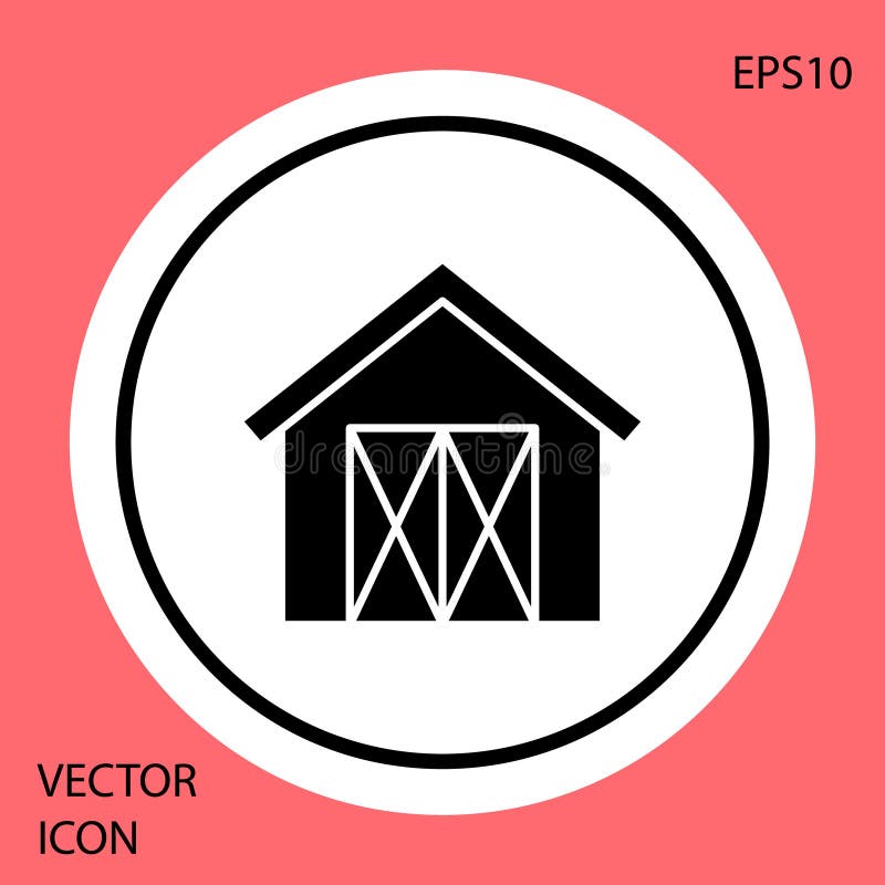 Black Farm House Icon Isolated on Red Background. White Circle Button ...
