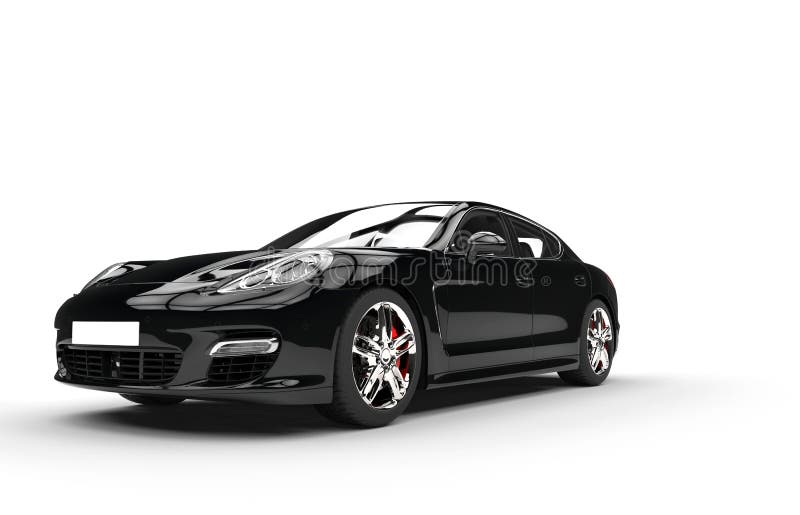 Black Fast Car - Studio Shot Stock Illustration - Illustration of alloy ...