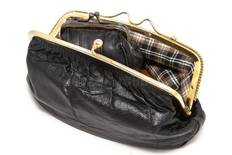 Black Fat Wallet in a Purse. Stock Image - Image of leather, pension ...