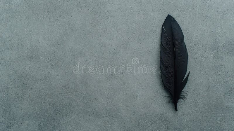 A Black Feather on a Gray Background. Stock Image - Image of solitary ...
