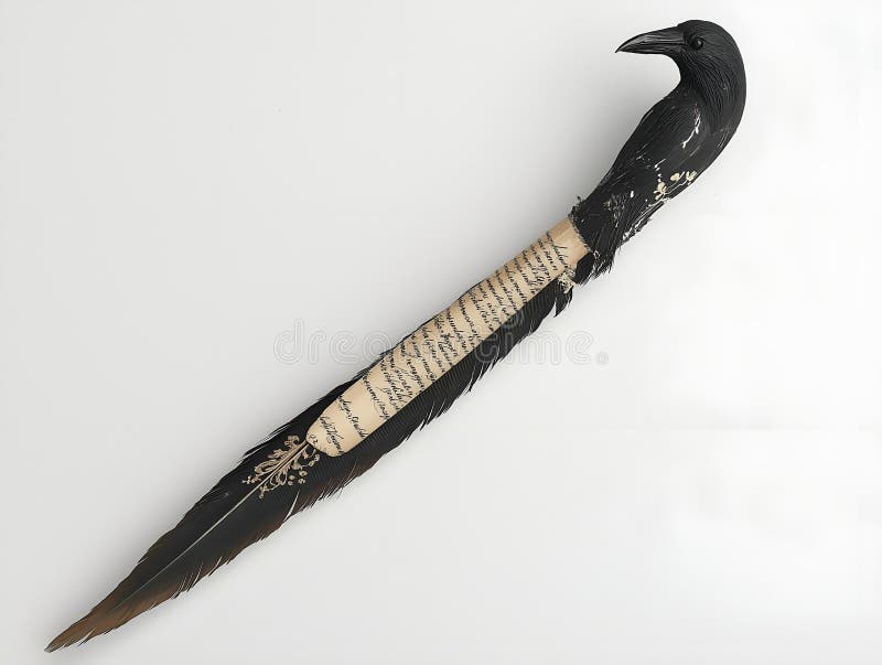 Black Feather Quill: Black, Ornate, Sharp Point, White Background Stock ...