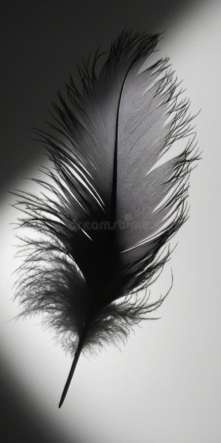 A Black Feather with a White Shadow on it Stock Illustration ...