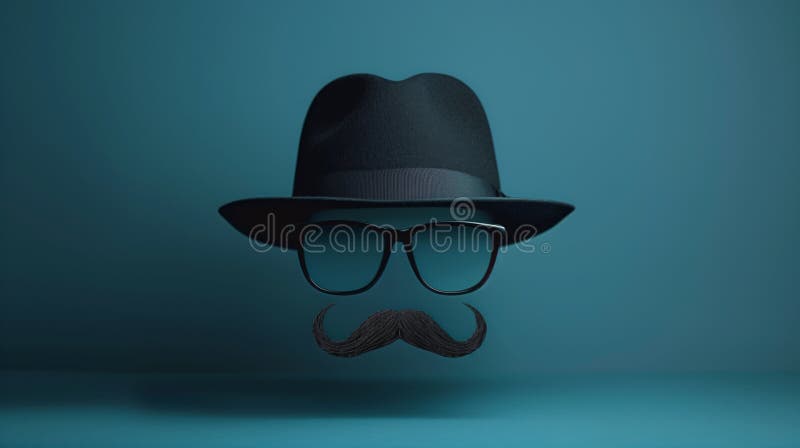 A Black Fedora Hat, Sunglasses, and a Moustache are Floating Against a ...