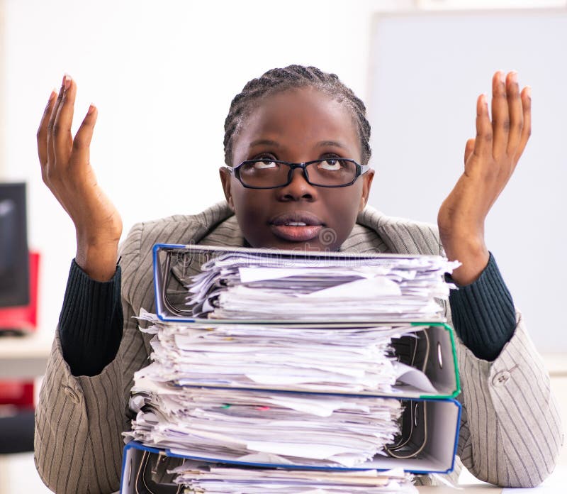 The Black Female Employee Unhappy with Excessive Work Stock Image ...