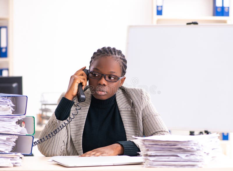 Black Female Employee Unhappy with Excessive Work Stock Photo - Image ...