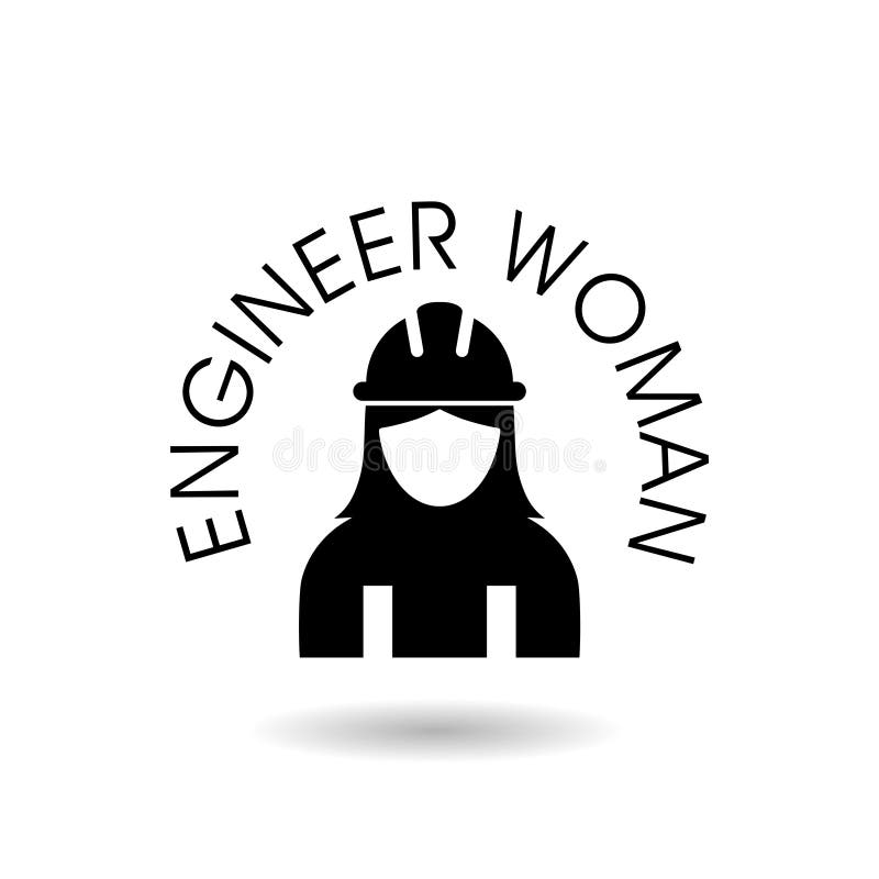 Black Female Engineer Icon with Shadow Stock Vector - Illustration of ...