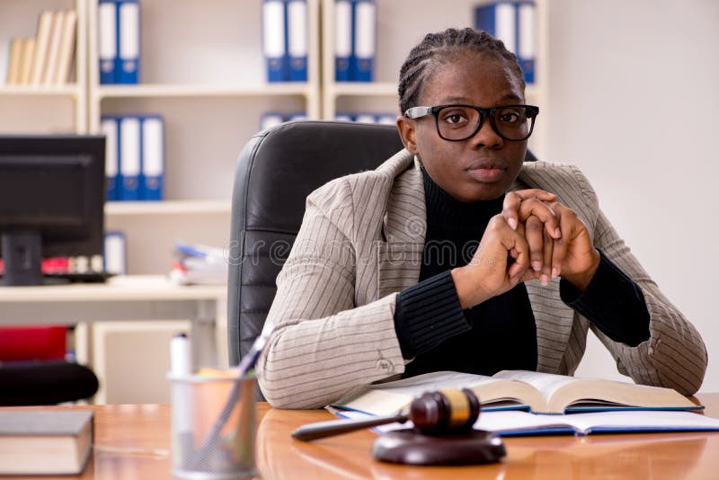 The Black Female Lawyer in Courthouse Stock Photo - Image of black ...