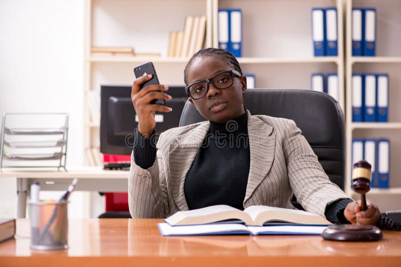 The Black Female Lawyer in Courthouse Stock Photo - Image of attorney ...