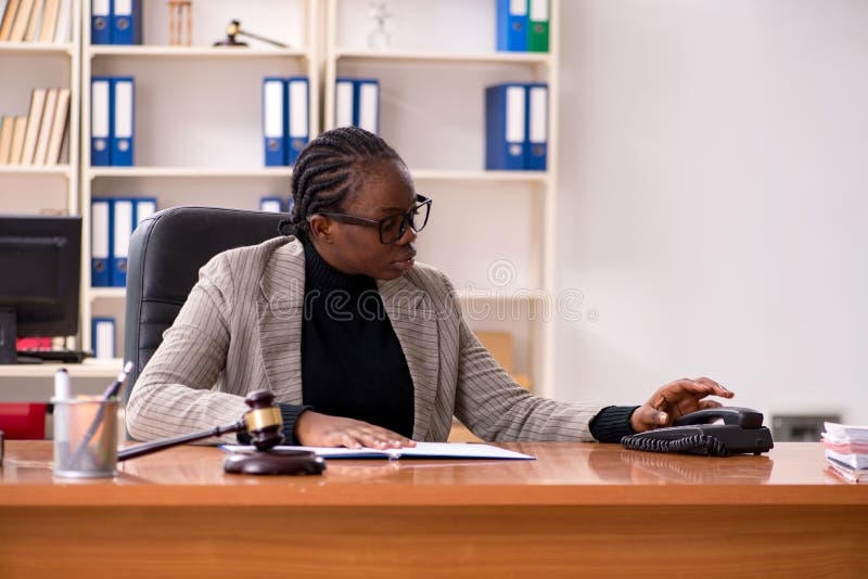 The Black Female Lawyer in Courthouse Stock Photo - Image of attorney ...